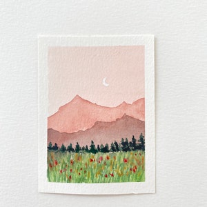 Small Watercolor Painting Mini Landscape Scene Framed Watercolor - Etsy