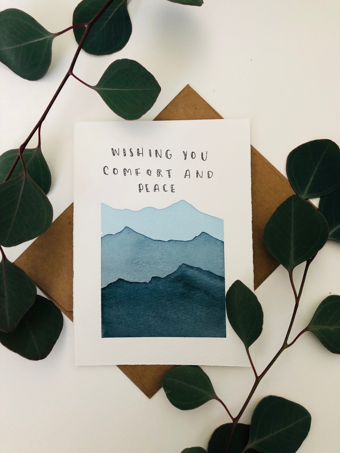 Sympathy Card, Handmade Comfort Card, Blue Mountain Design - Etsy