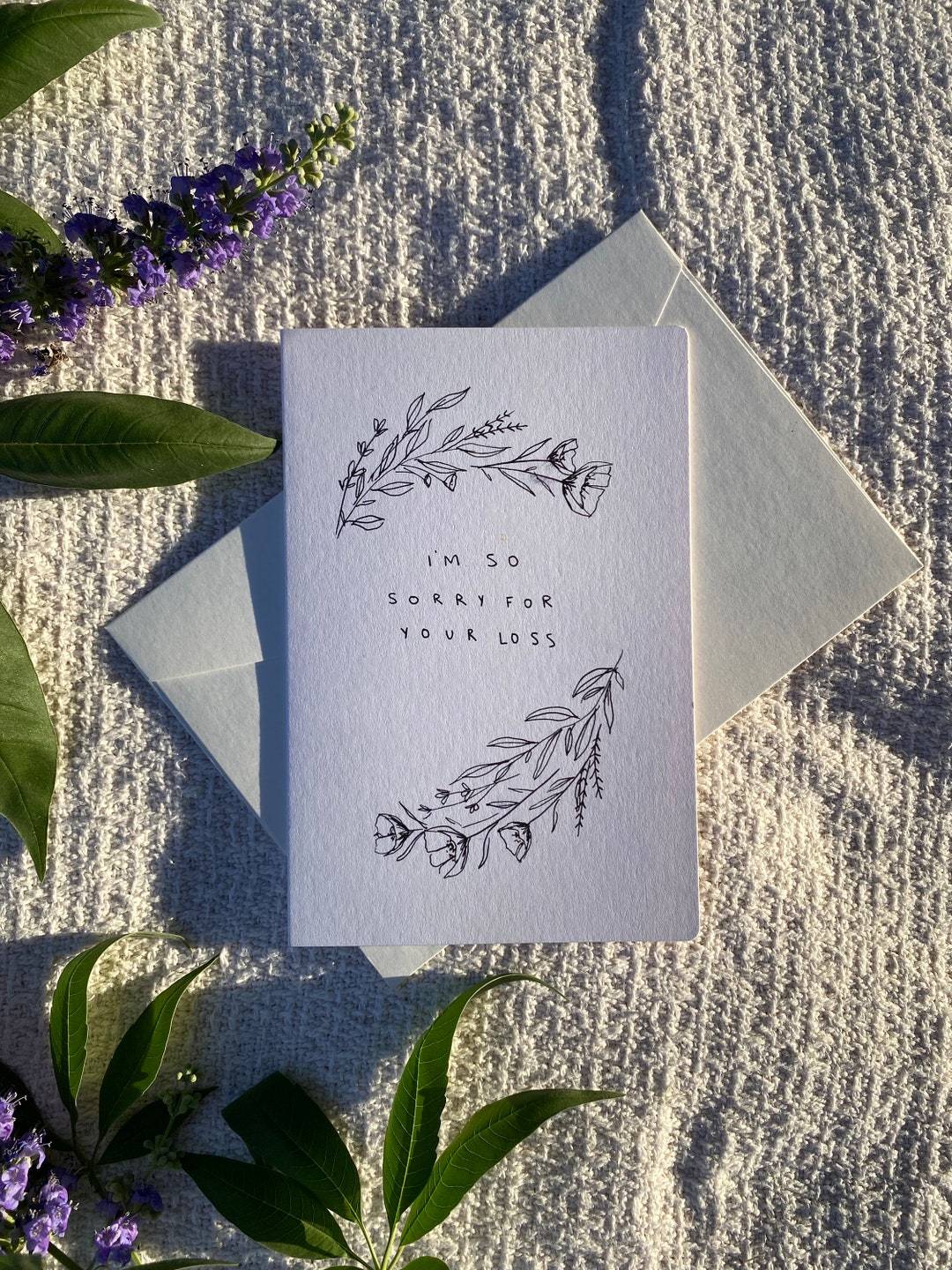 Sorry for Your Loss Card Ink Floral Sympathy Card Comfort Card, Card ...