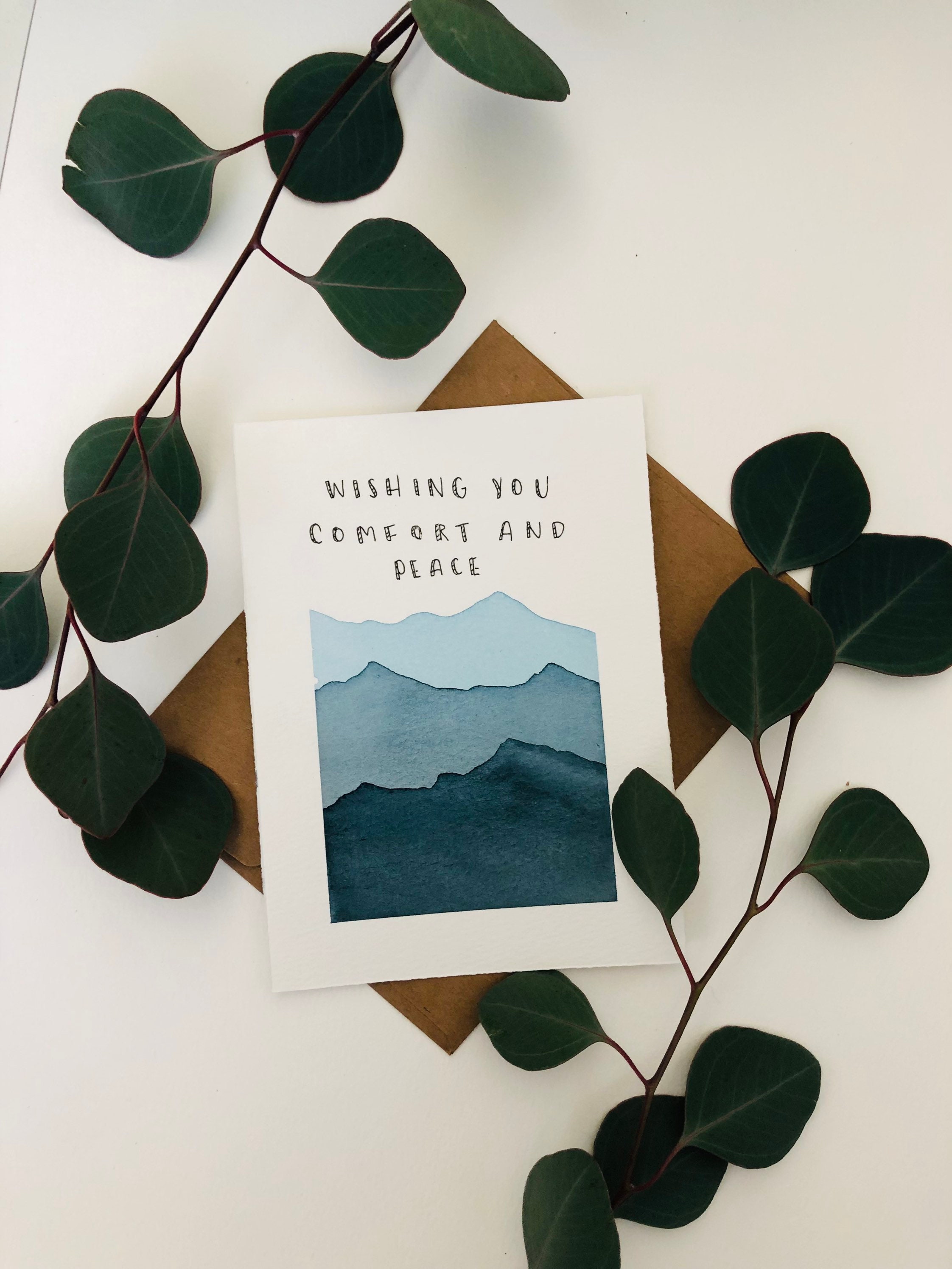 Sympathy Card, Handmade Comfort Card, Blue Mountain Design - Etsy