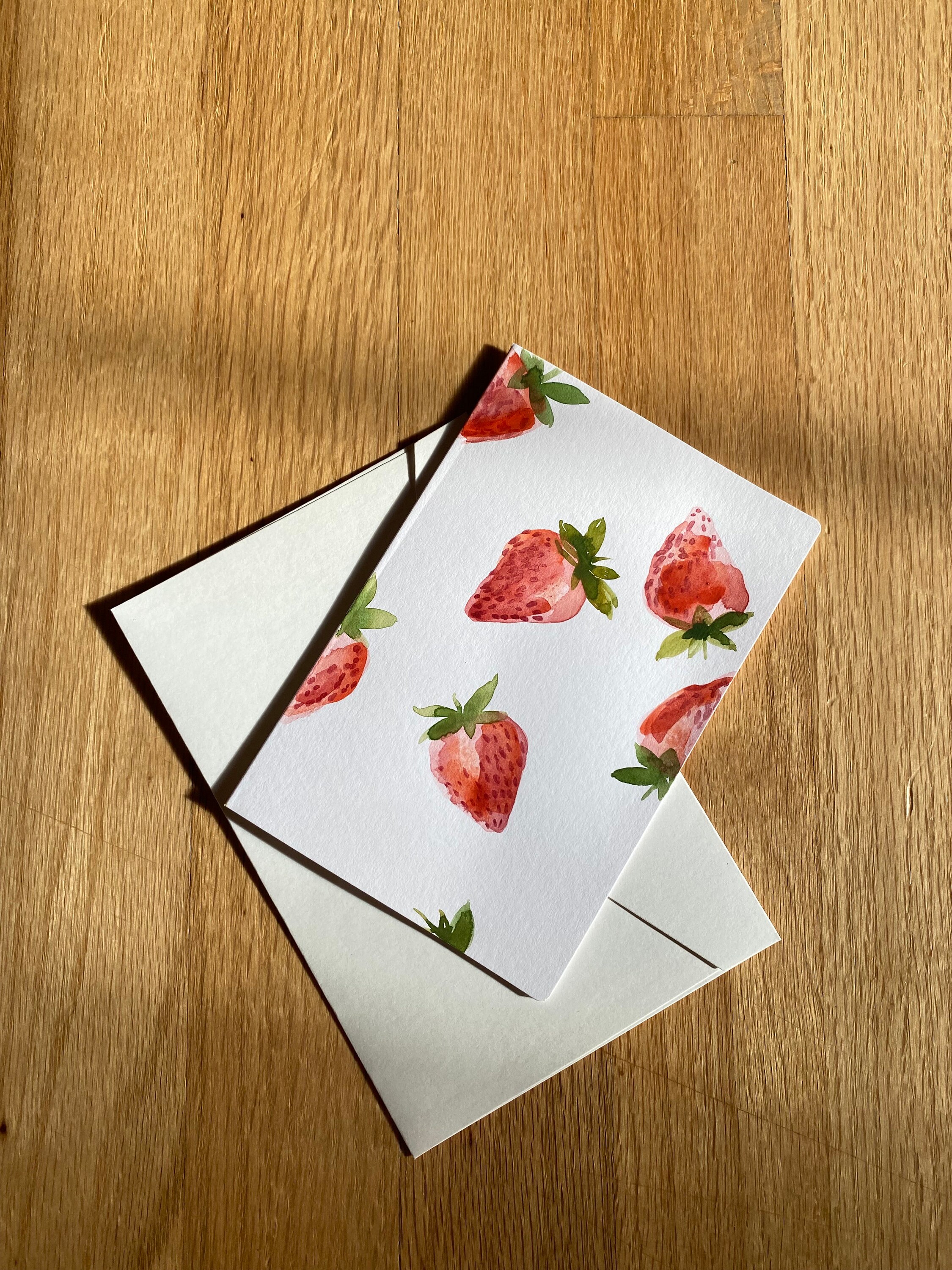 Berry Card Set Handpainted Watercolor Strawberry and Blueberry Cards - Etsy