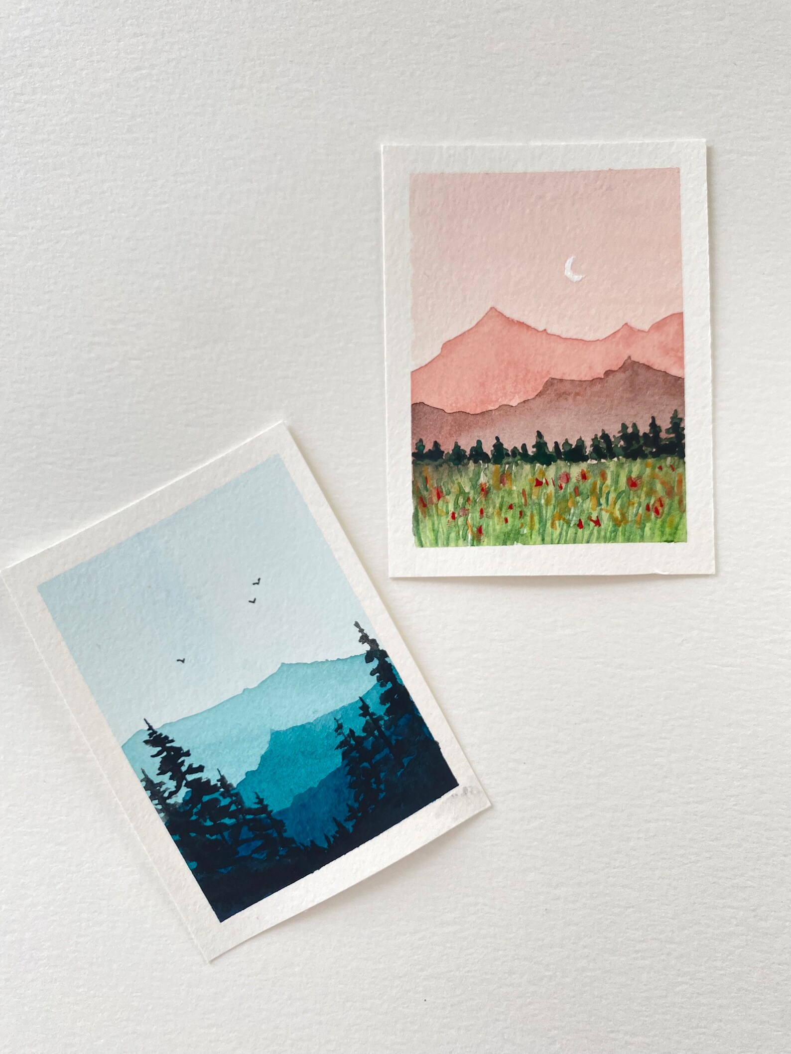 Small Watercolor Painting Mini Landscape Scene Framed Watercolor - Etsy