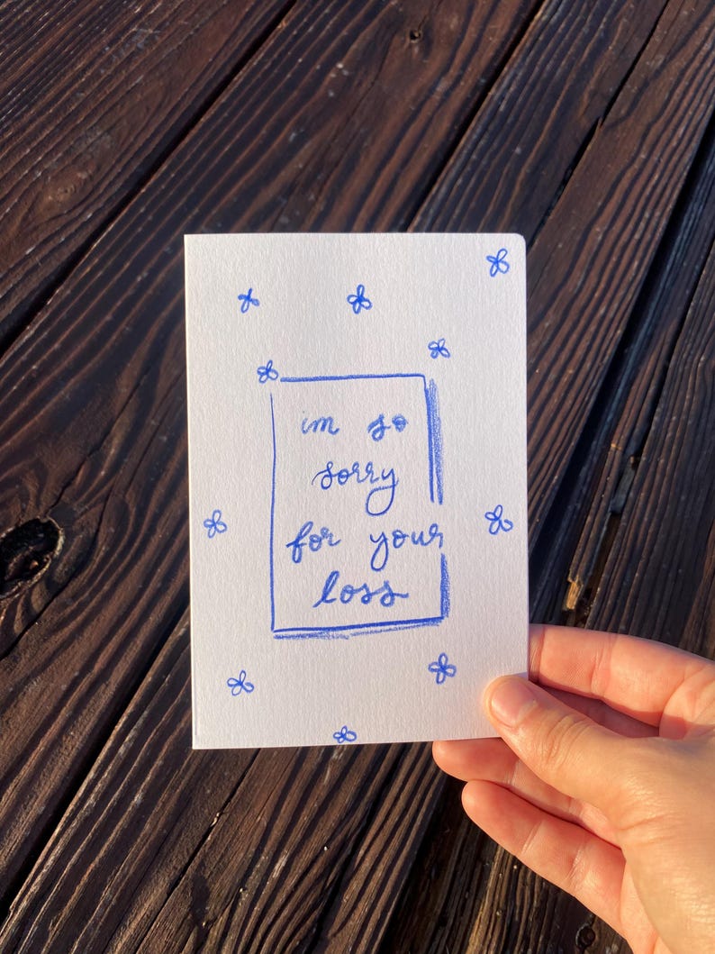 Sympathy Card/sweet Hand Drawn Sorry for Your Loss Card - Etsy