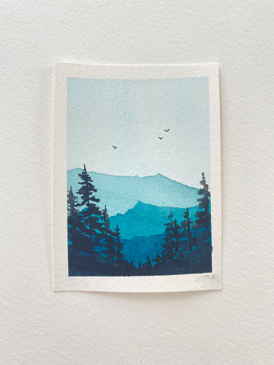 Small Watercolor Painting Mini Landscape Scene Framed Watercolor - Etsy