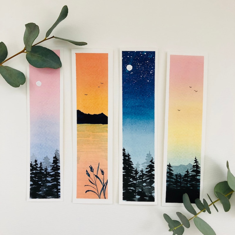 Watercolor Bookmarks - Etsy
