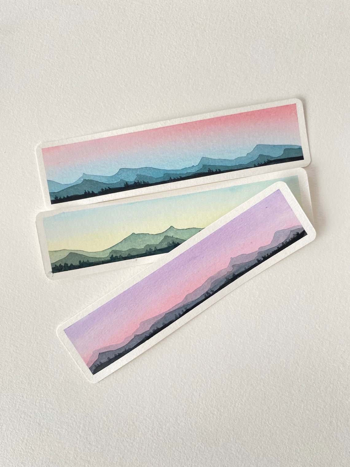 Watercolor Mountain Bookmark, Handmade Sky Design - Etsy