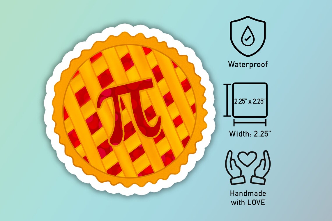 Pi Pie Sticker - A Pie That Looks Like Pi! Perfect Waterproof Sticker ...