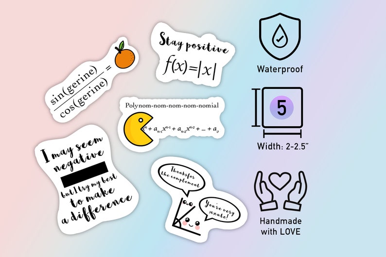 Stay Positive -- Waterproof Math Sticker and Great Gift for College ...