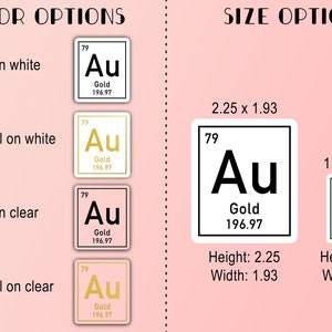 Customizable Size Periodic Table Element Sticker | Au Waterproof ...
