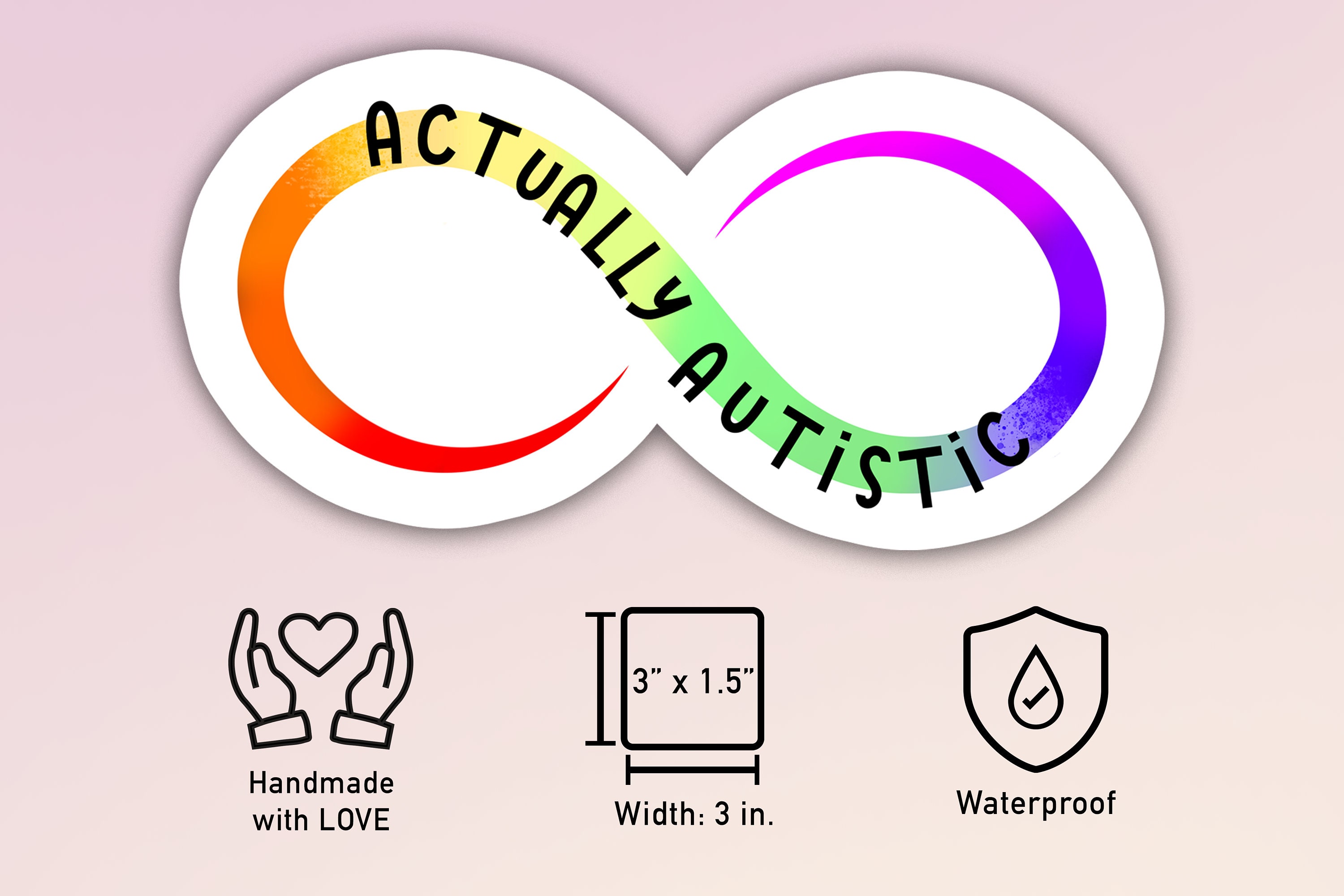 Actually Autistic Rainbow Infinity Symbol Waterproof Sticker - Etsy