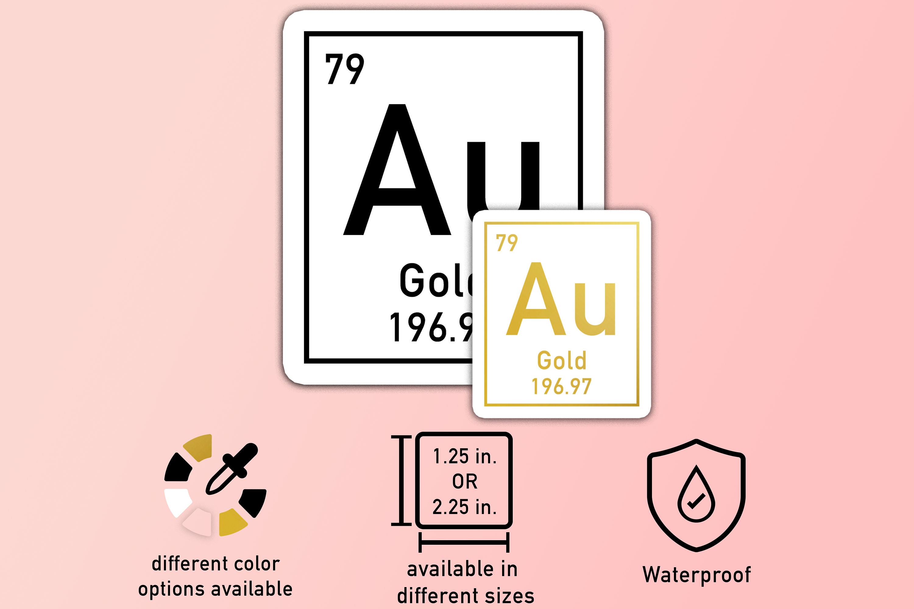 Periodic Table Element Sticker - Au | Waterproof Sticker as a Symbol ...