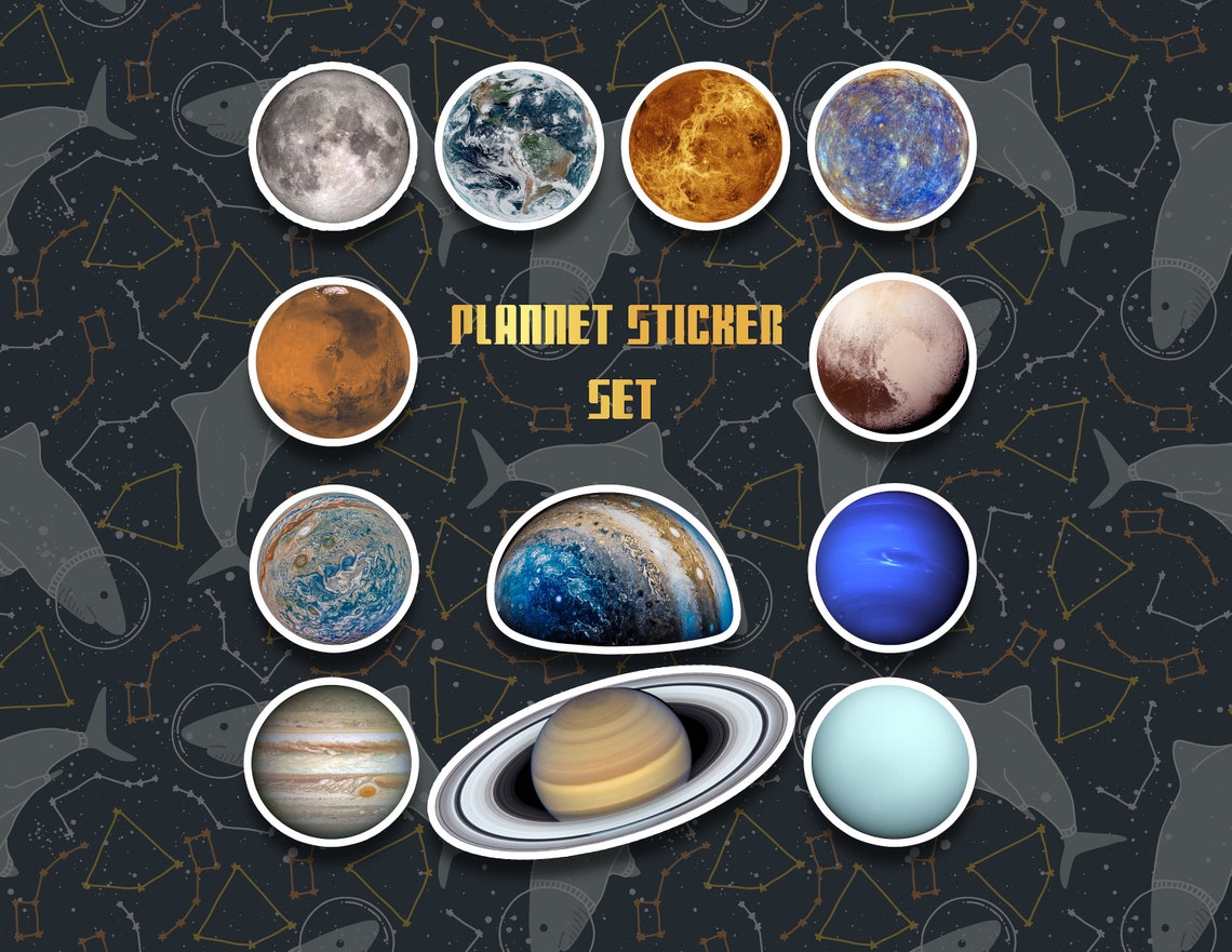 Solar System Planets Astronomy Sticker Bundlewater Resistant - Etsy