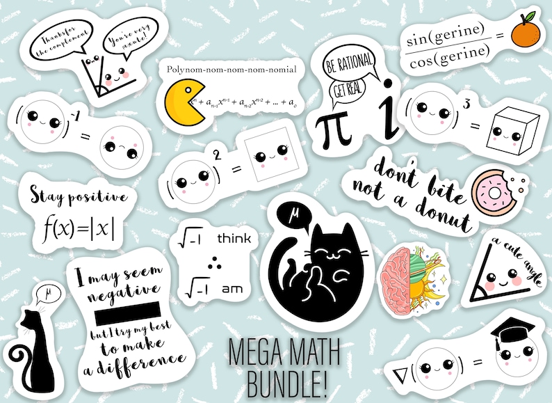 Cute Funny Math Sticker Set Great Gift for Math Enthusiasts - Etsy