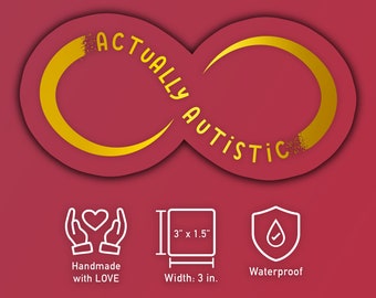 Actually Autistic Rainbow Infinity Symbol Waterproof Sticker | Etsy