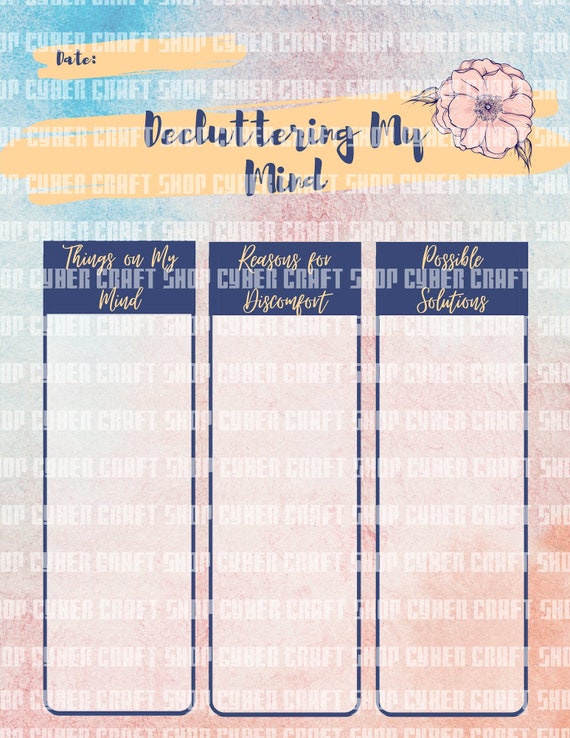 Decluttering your mind printable digital worksheet help | Etsy