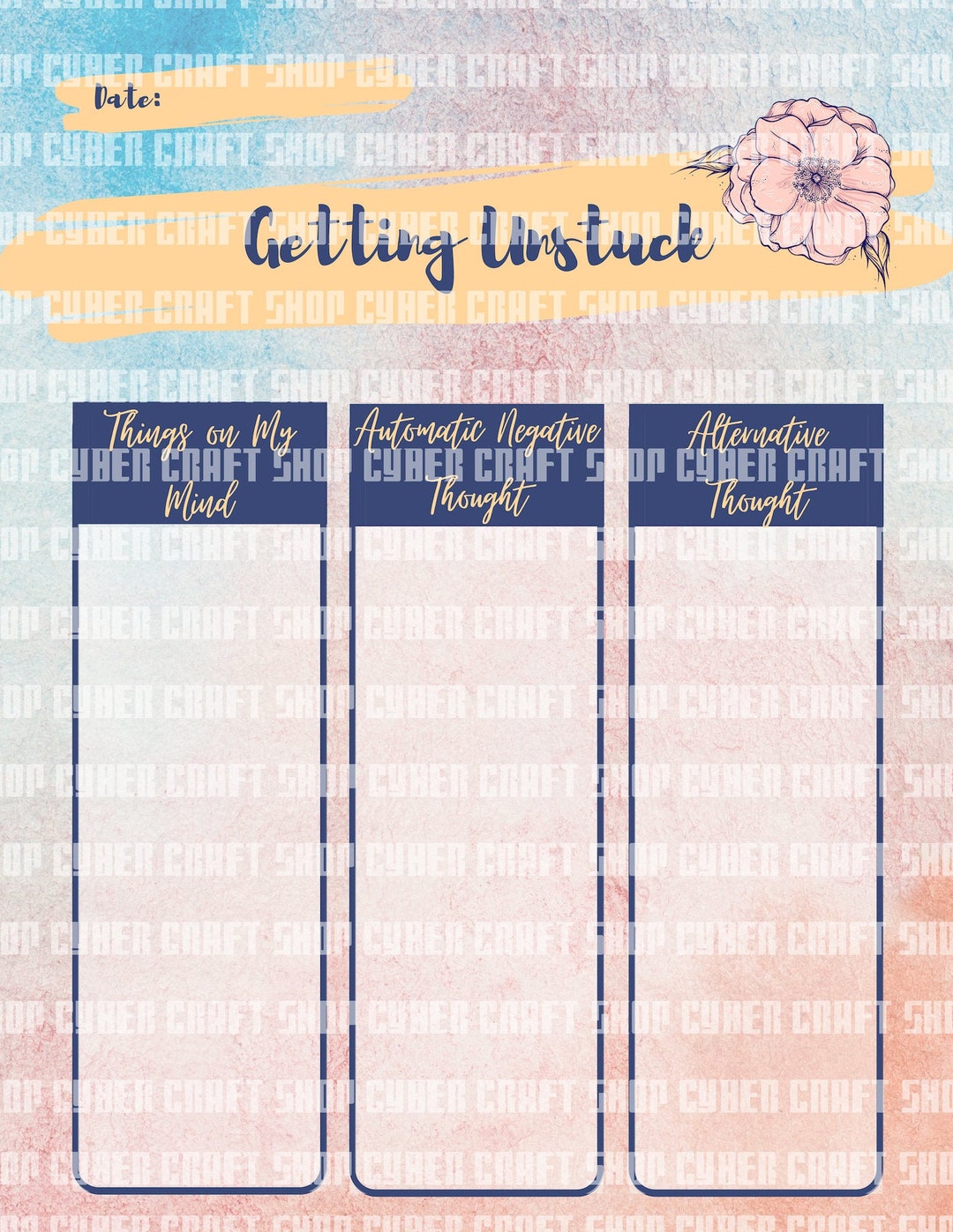 Getting Unstuck Printable Digital Worksheet - Battle Anxiety and Manage ...