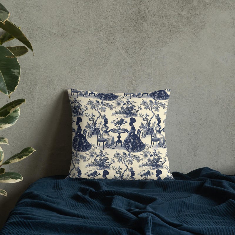 Blue Toile De Jouy Pillow - Etsy