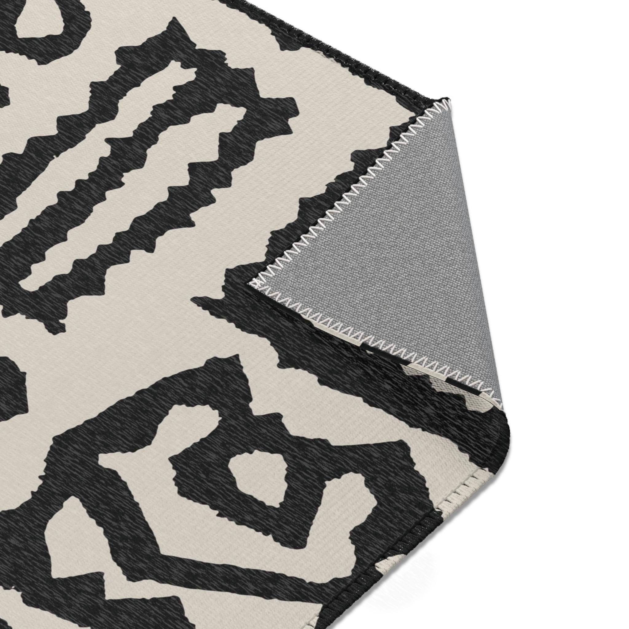 White Black African Mudcloth Area Rug Handwoven Tribal Design for ...