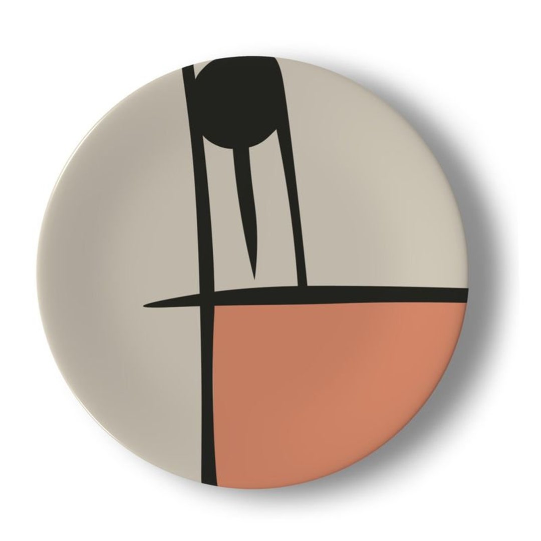 Midcentury Modern Multi-color Abstract Dinnerware Coral and Beige - Etsy