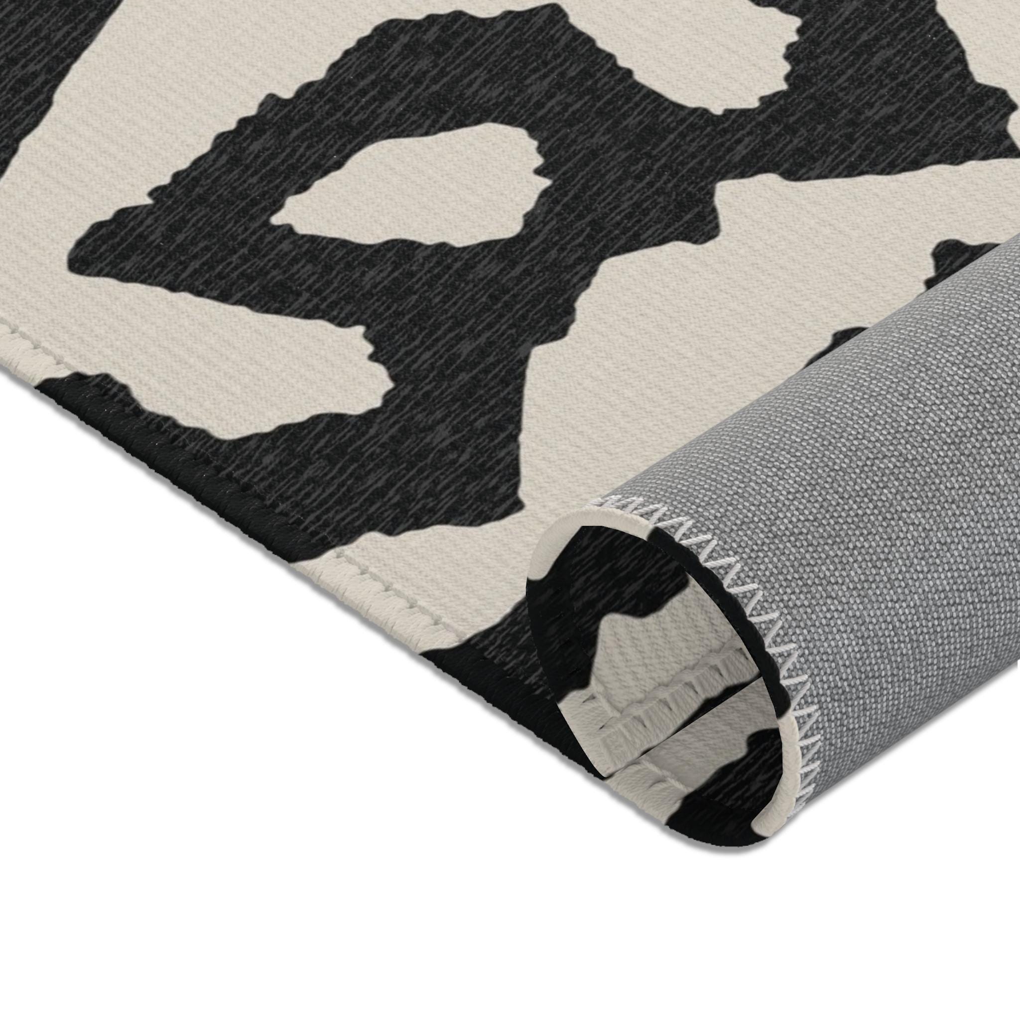 White Black African Mudcloth Area Rug Handwoven Tribal Design for ...