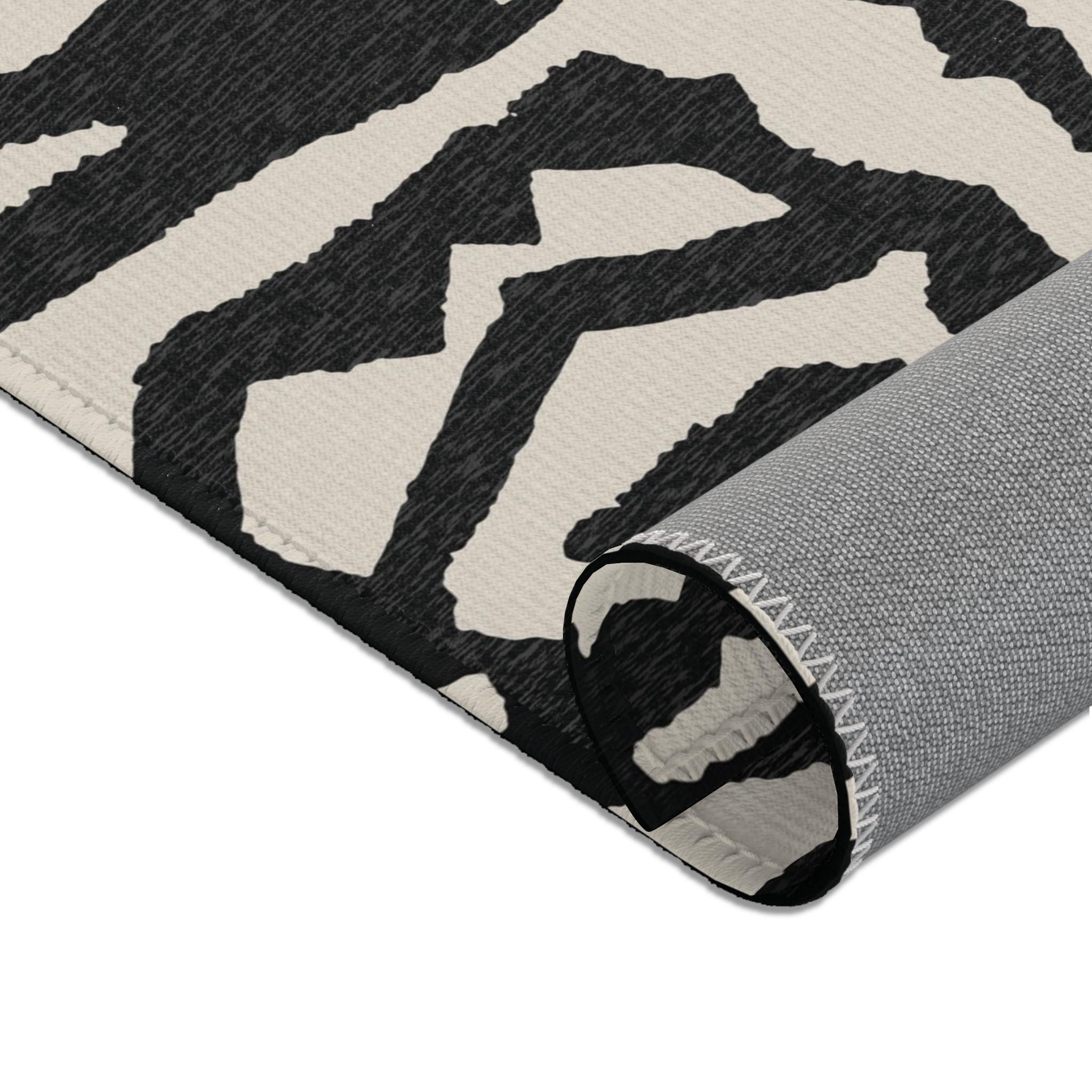 White Black African Mudcloth Area Rug Handwoven Tribal Design for ...