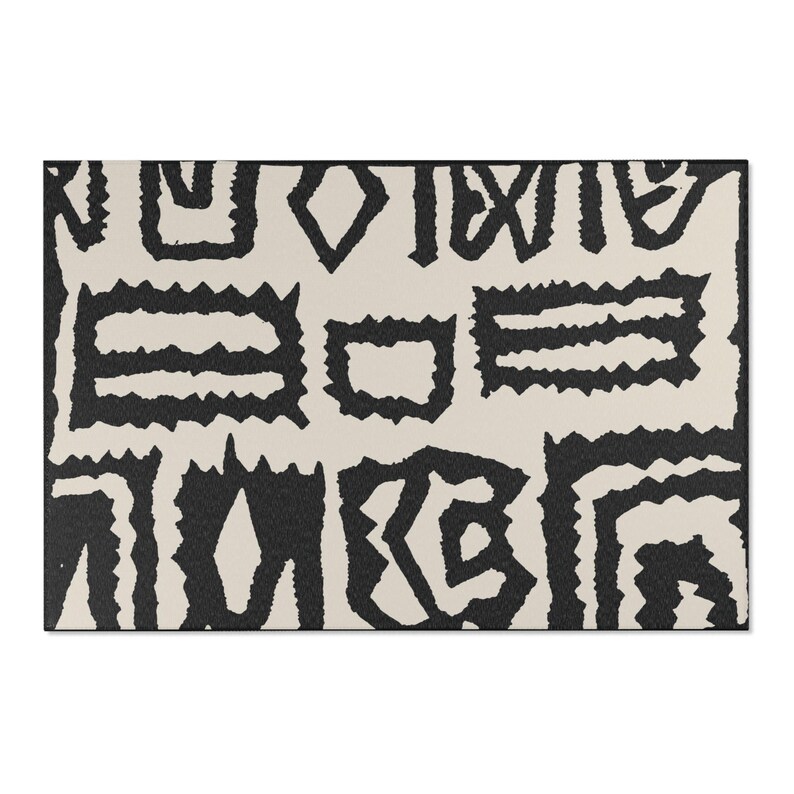 White Black African Mudcloth Area Rug Handwoven Tribal Design for ...