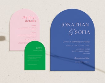 Custom Wedding Invitation Template Canva, Arch Shaped Minimalist ...
