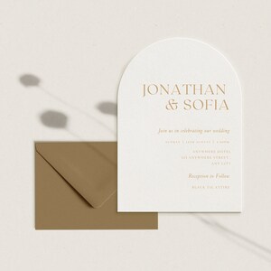 Custom Wedding Invitation Template Canva, Arch Shaped Minimalist ...