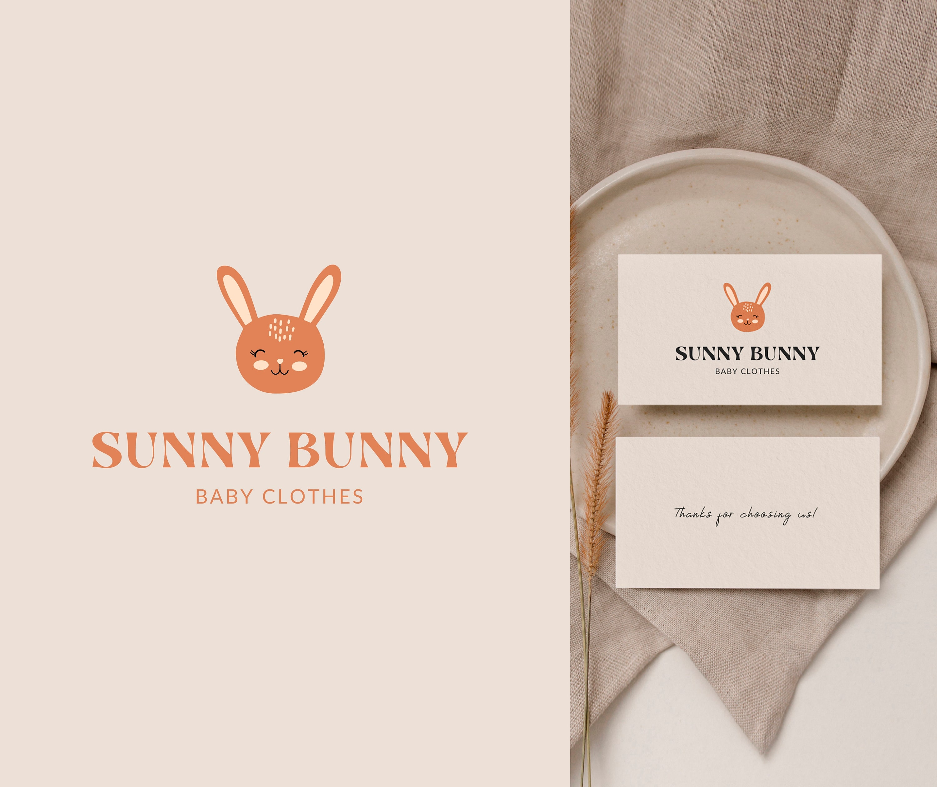 Bunny Logo Design, Minimalist Rabbit Logo, Kids Store Branding - Etsy