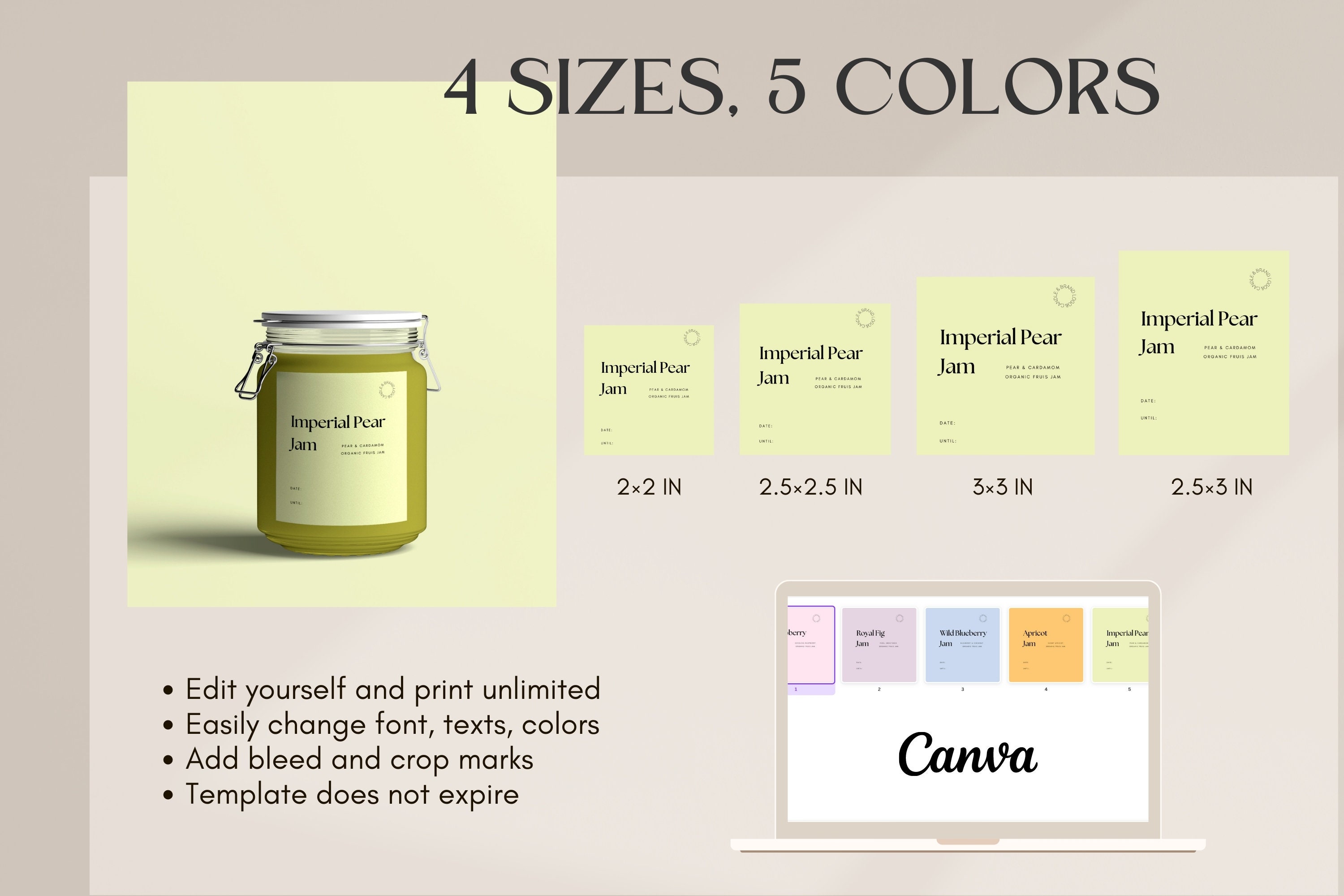 Editable Jam Jar Label Template, Minimalist Pantry Sticker (canva) - Etsy