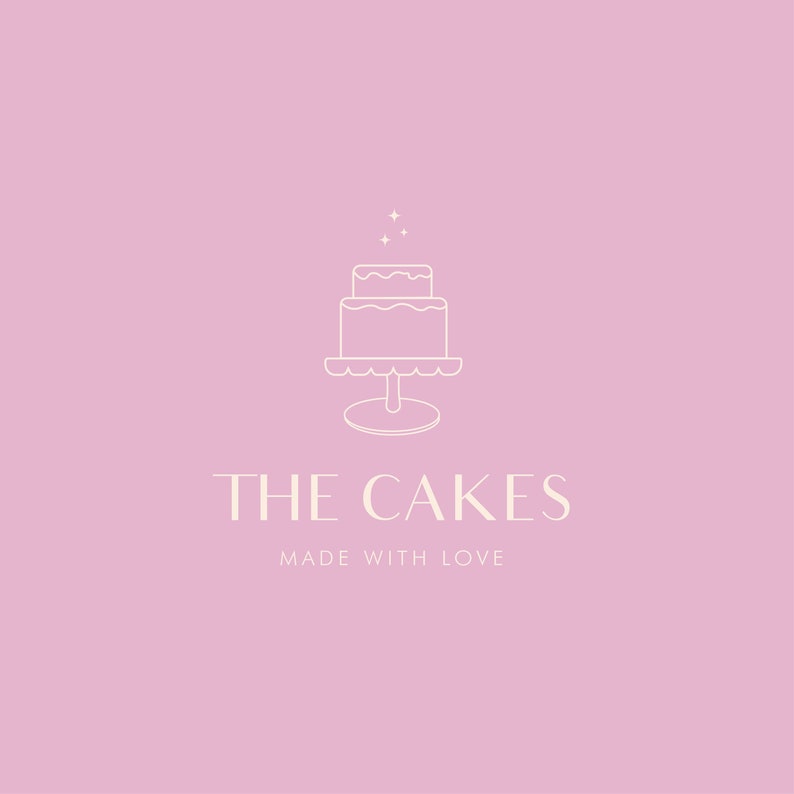 Premade Bakery Logo Design, Pastel Cakery Branding Kit, Simple Cake ...