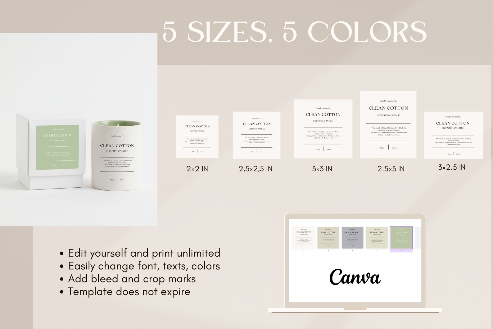 Premade Modern Minimalist Label Design, Homemade Candle Product ...
