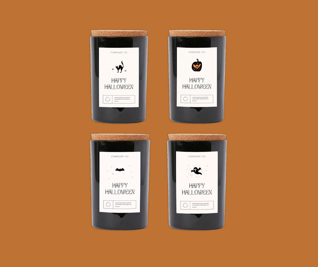 Spooky Halloween Candle Label Set, Editable Template (canva) - Etsy