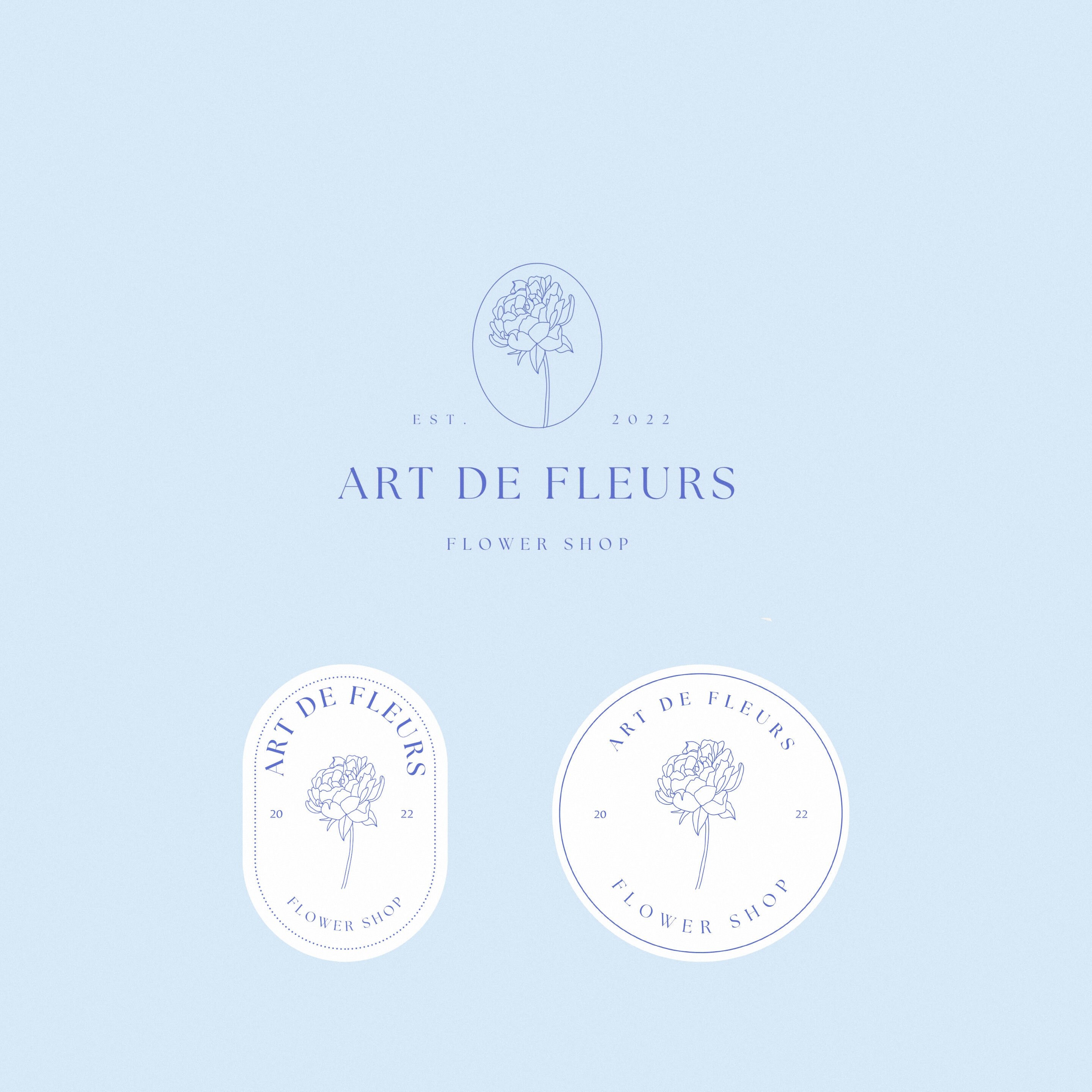 Premade Peony Logo Design Pastel Flower Shop Logo Elegant - Etsy