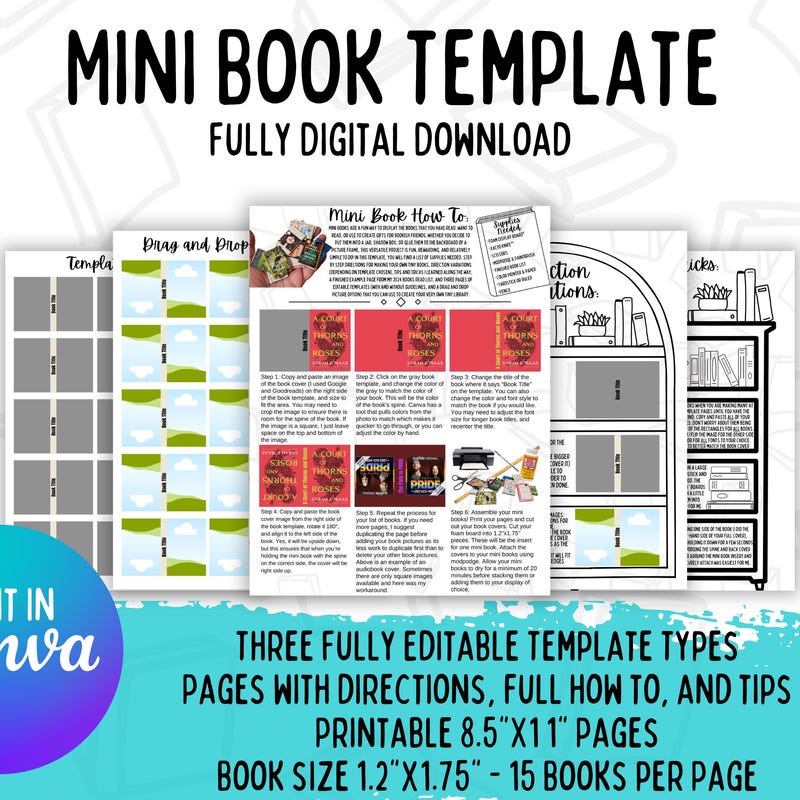 Mini Book Templates - Etsy