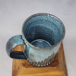 Hand Carved Mug With Blue Rutile Glaze - Etsy