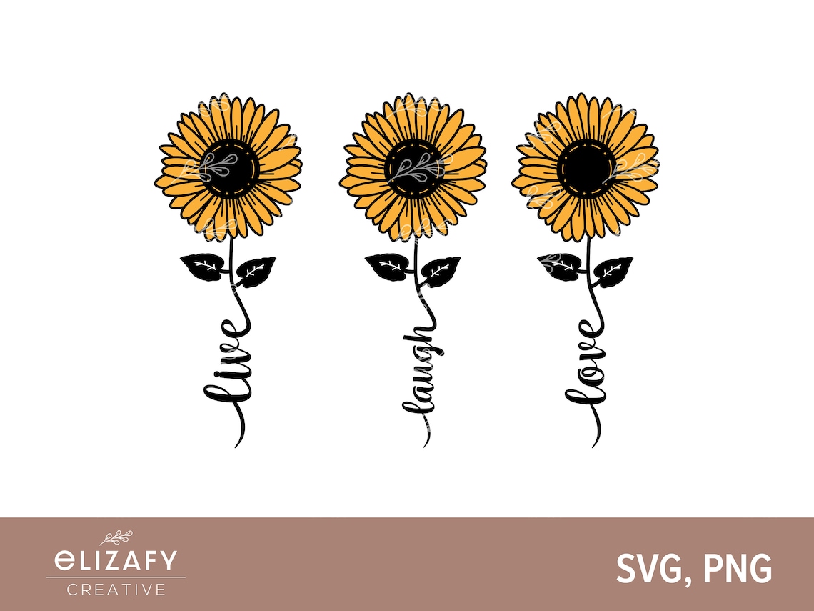 Flowers With Words SVG Flowers With Stem SVG Cursive Sunflower SVG ...