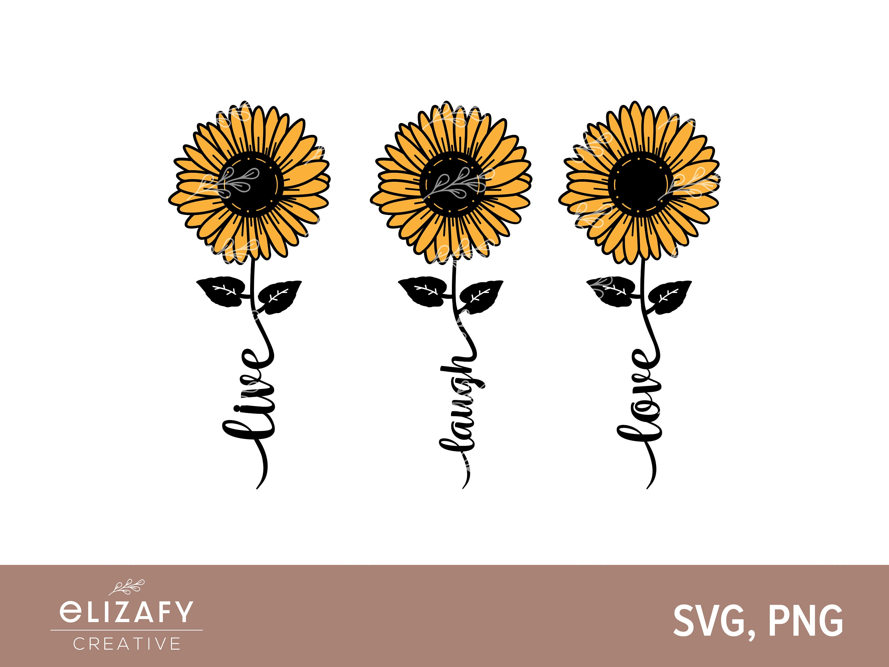 Flowers With Words SVG | Flowers With Stem SVG | Cursive Sunflower SVG ...