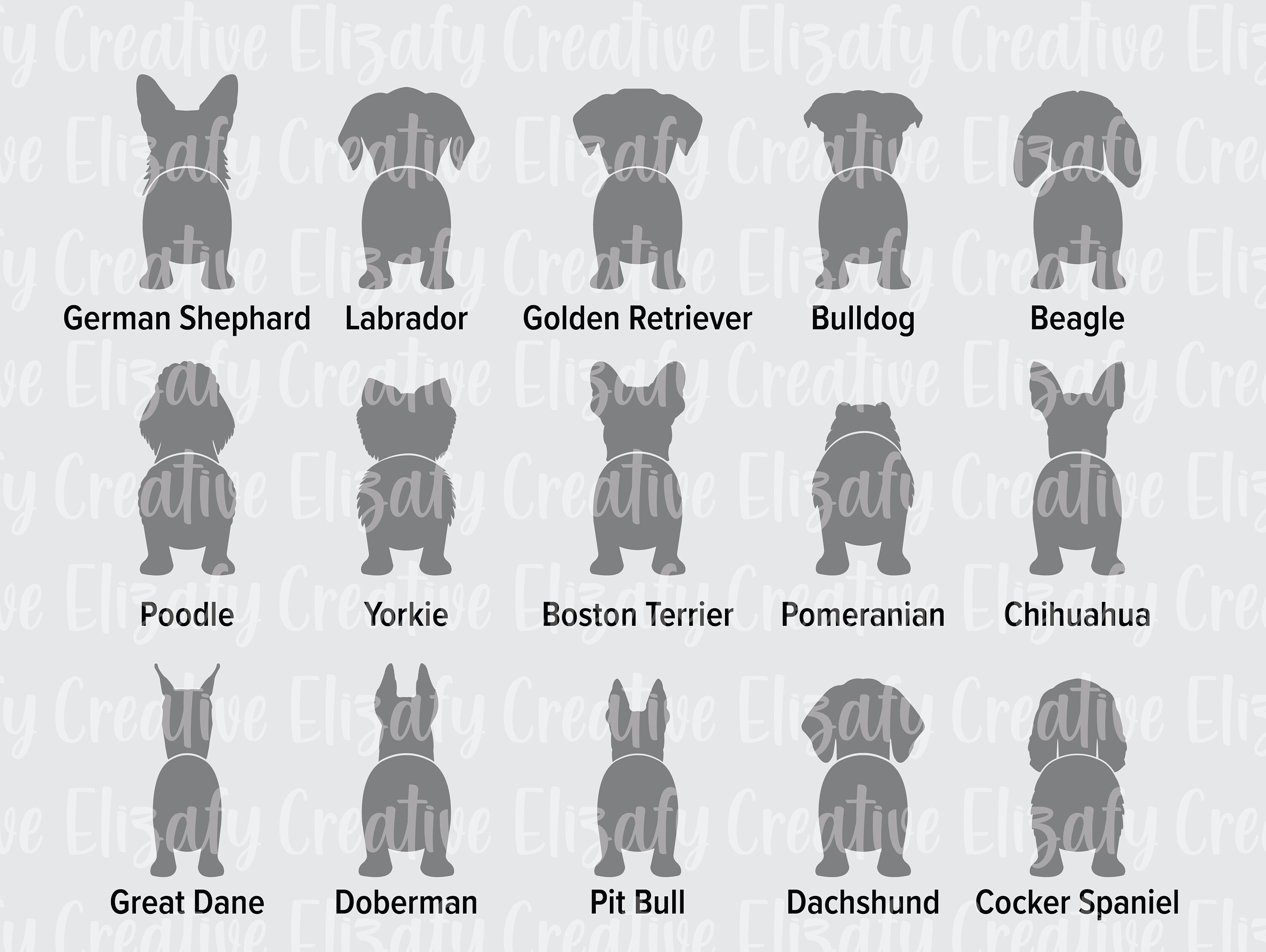 Dog Butt Bundle SVG Dog Butts Silhouette Dogs Dog Butt | Etsy