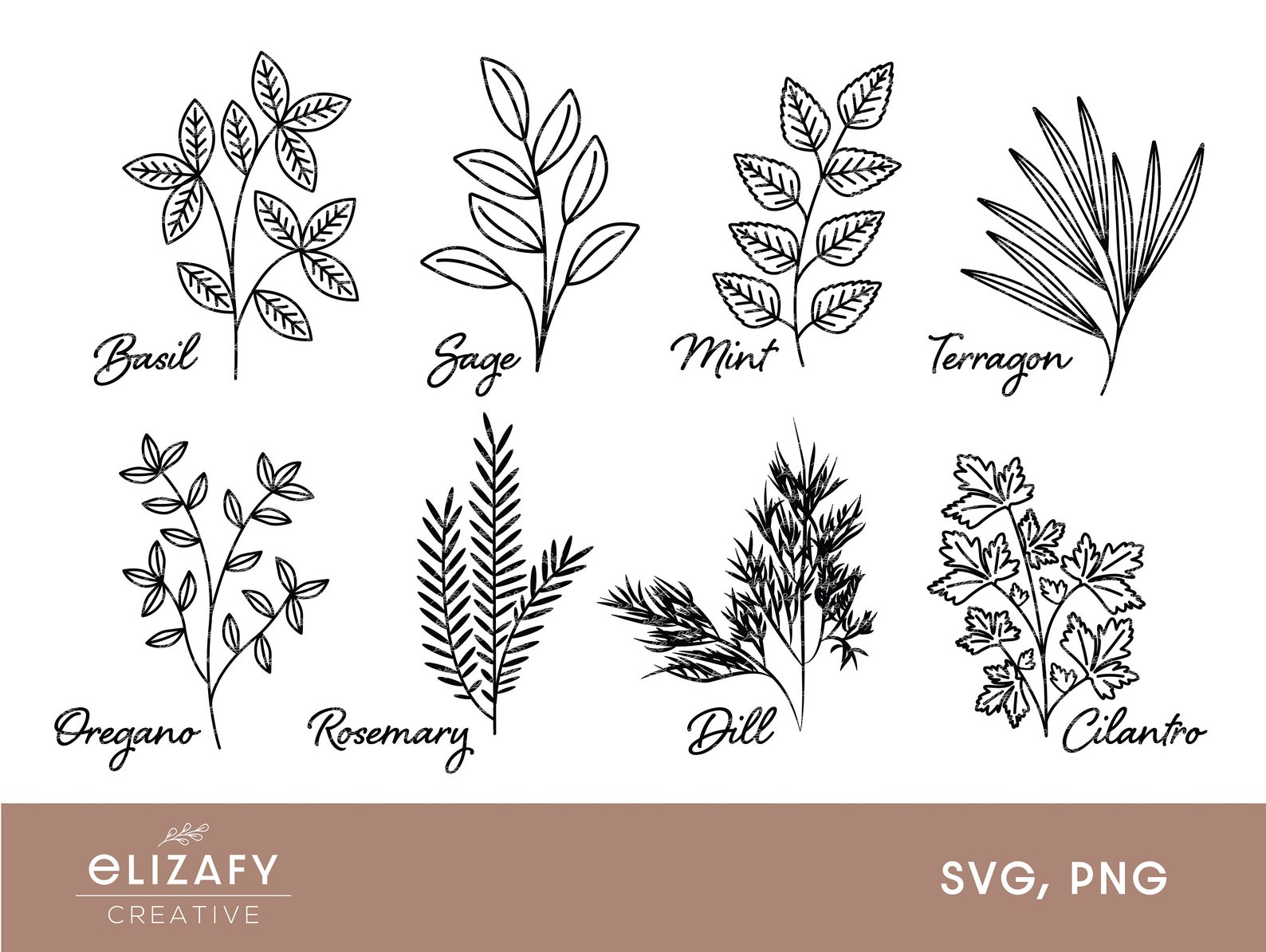 Herb SVG Bundle Herb Garden SVG Gardening Stake Labels Svg Herb Leaves ...