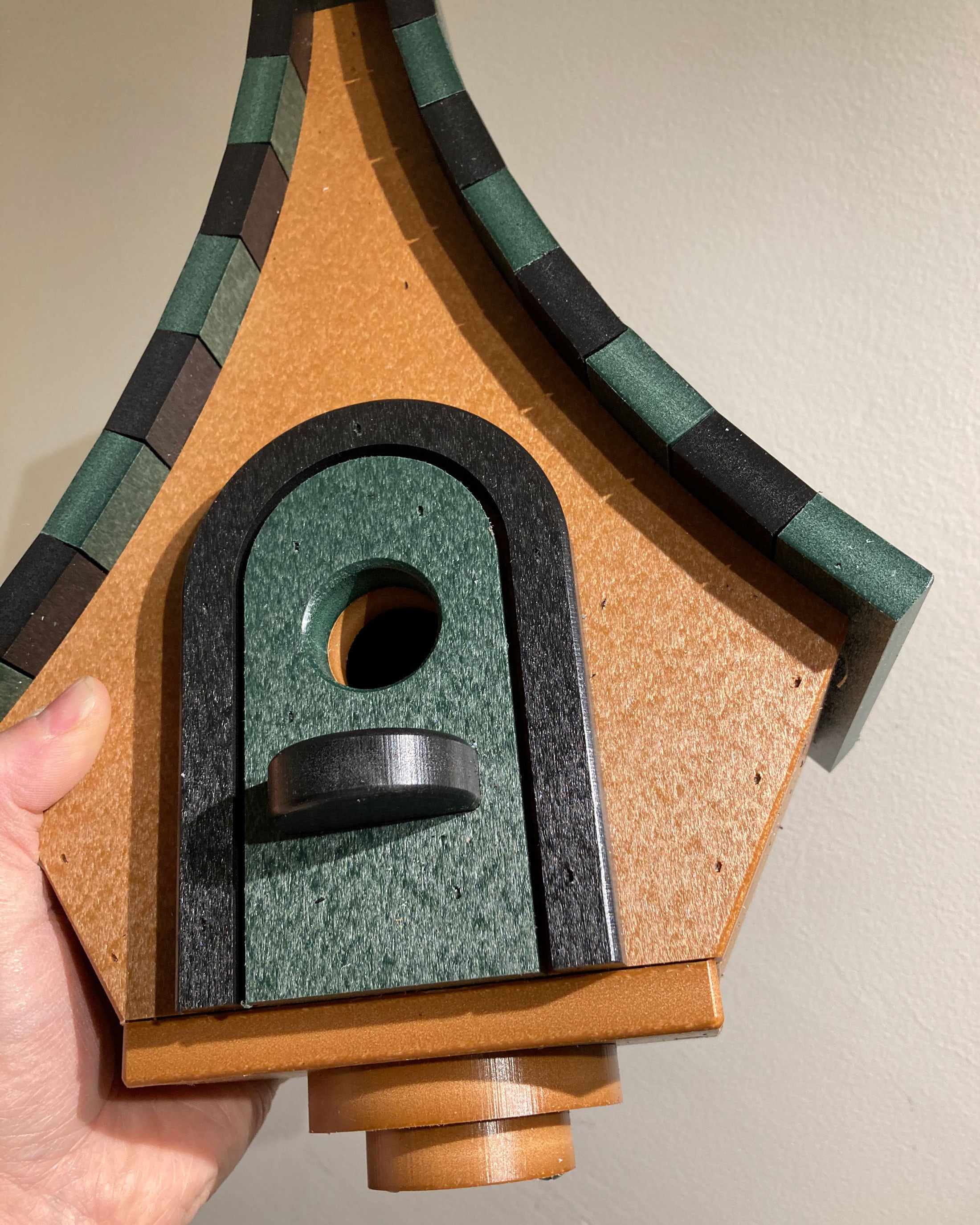 Large Whimsical Poly Birdhouse Cedar with Green & Black Roof | Etsy