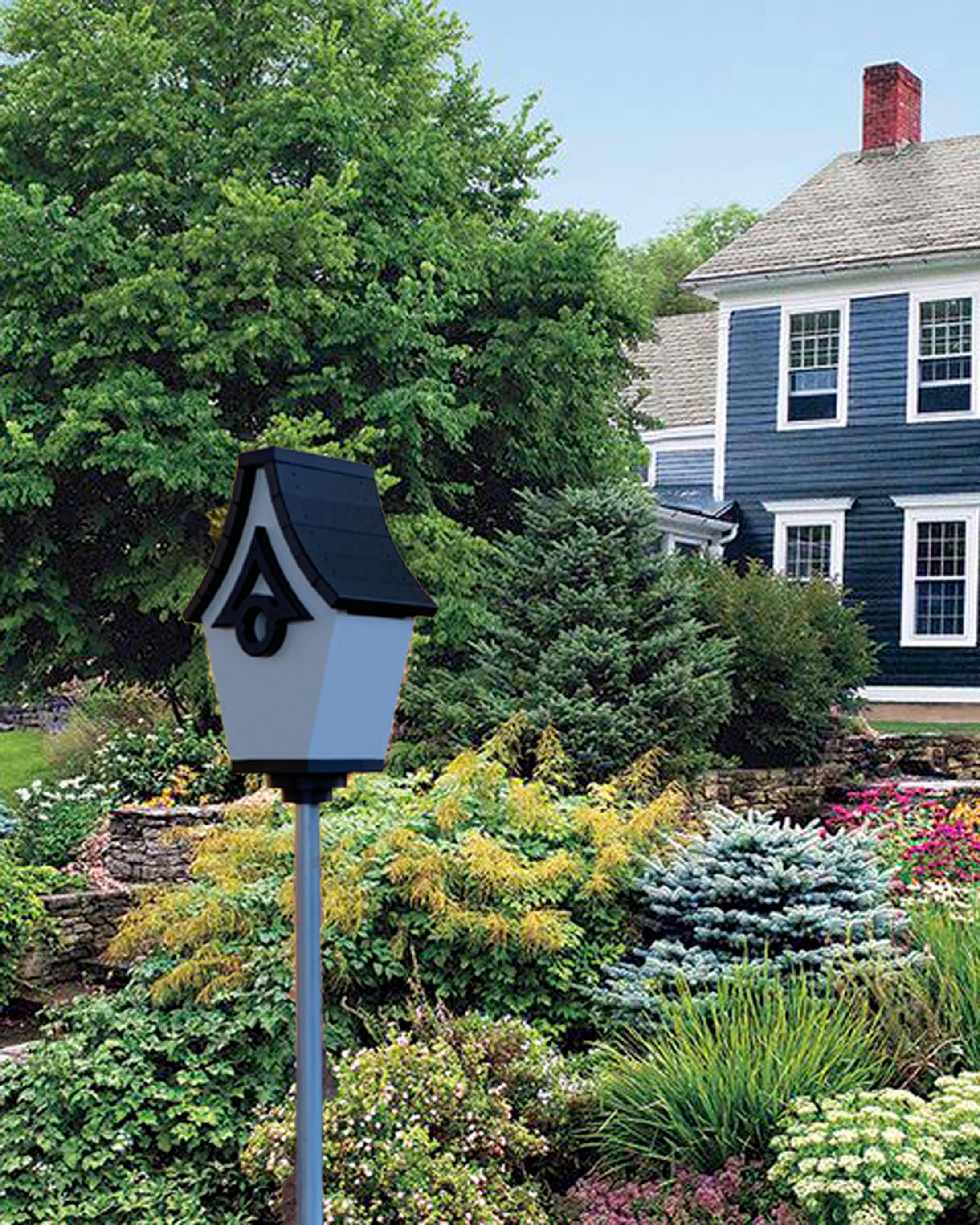 Regal Pole Mount Birdhouse - White With Black Eco-friendly Roof - Etsy