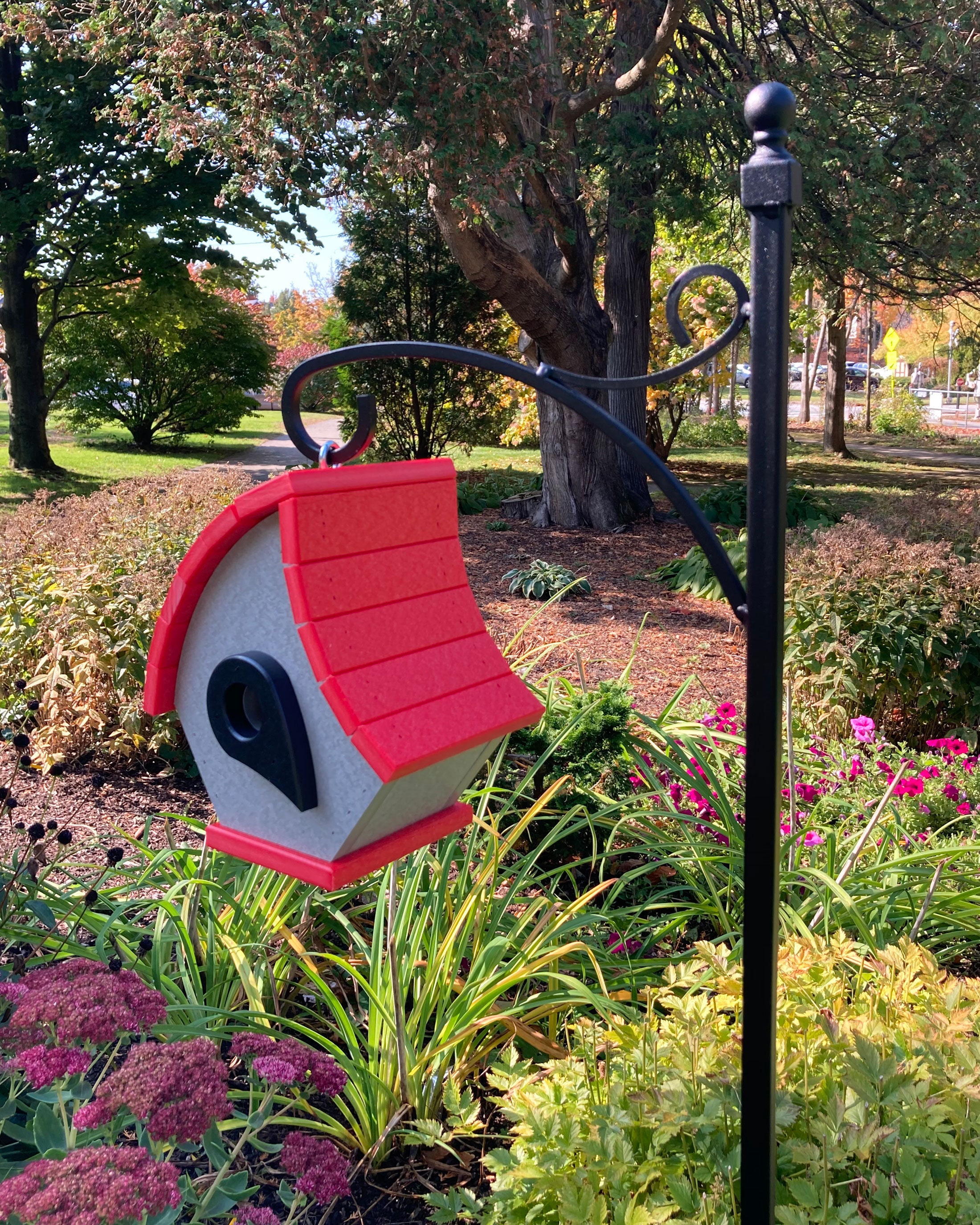 Eclectic Hanging Poly Birdhouse Gray With Red Roof | Etsy