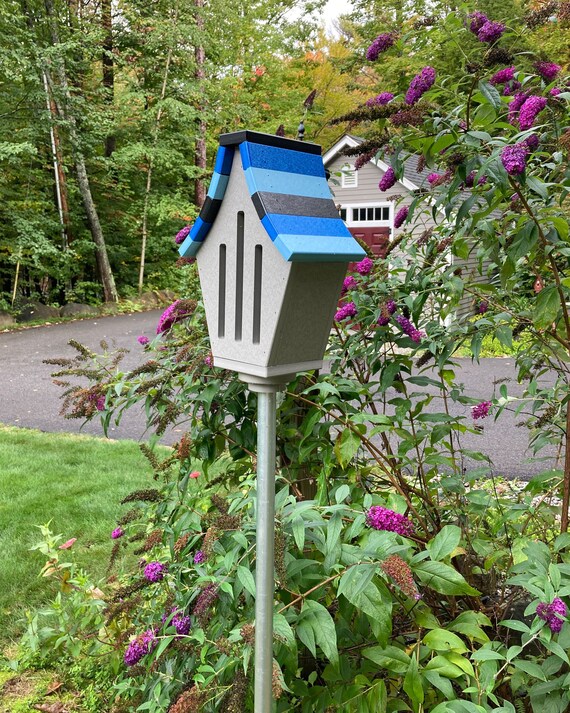 Butterfly House Gray With Black Royal and Sky Blue Roof | Etsy