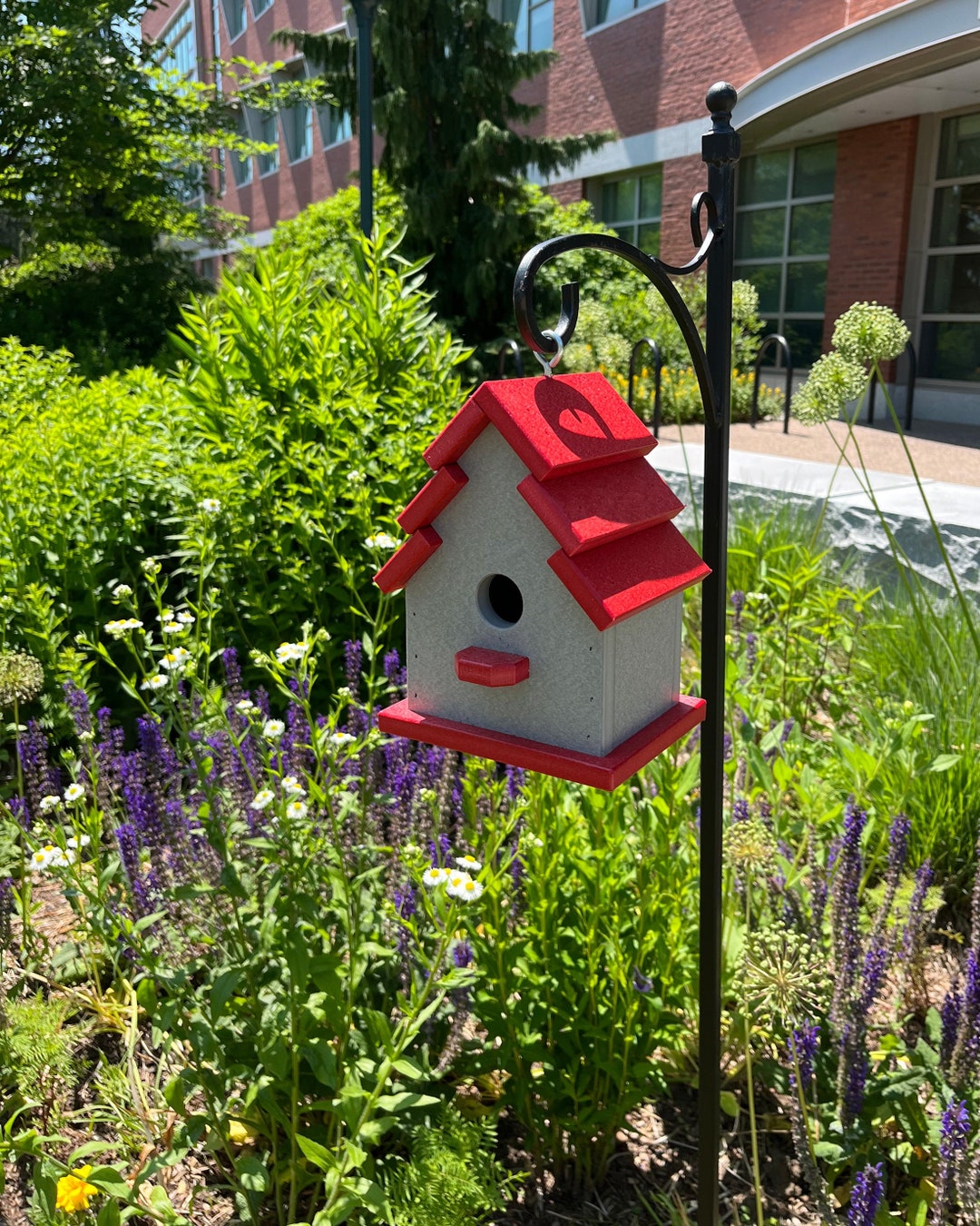 Traditional Eco-friendly Birdhouse, Gray With Cardinal Red Roof - Etsy