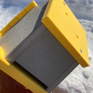 Eclectic Hanging Poly Birdhouse, Gray With Yellow Roof - Etsy