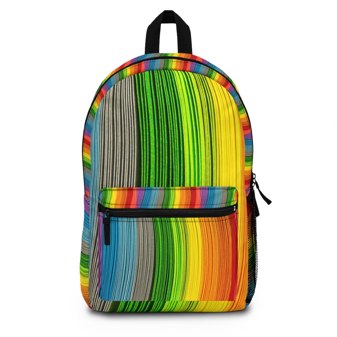 Backpack, Bright Colored Rainbow Waves Backpack, Backpack With Waves ...