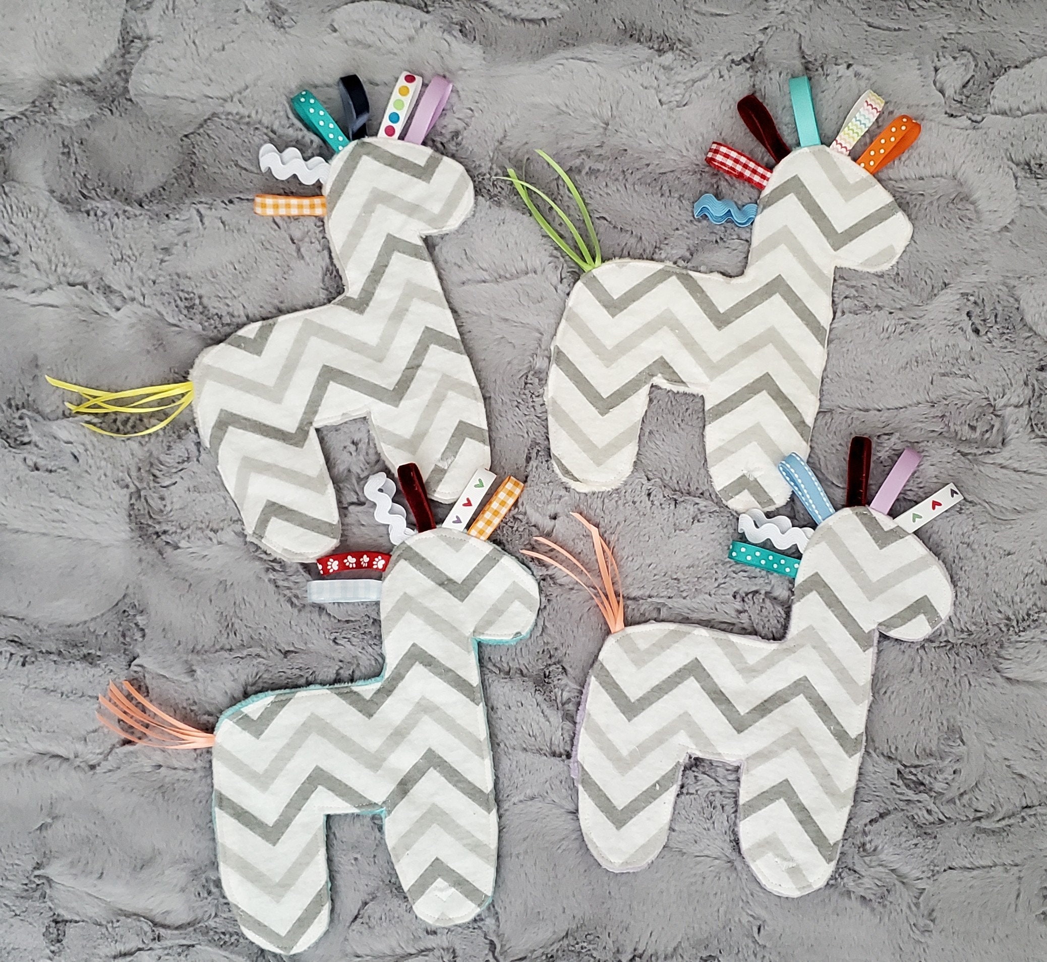 Zebra Sensory Tag Toy, Crinkle Tag Toy, Soft Ribbon Toy, Baby or ...
