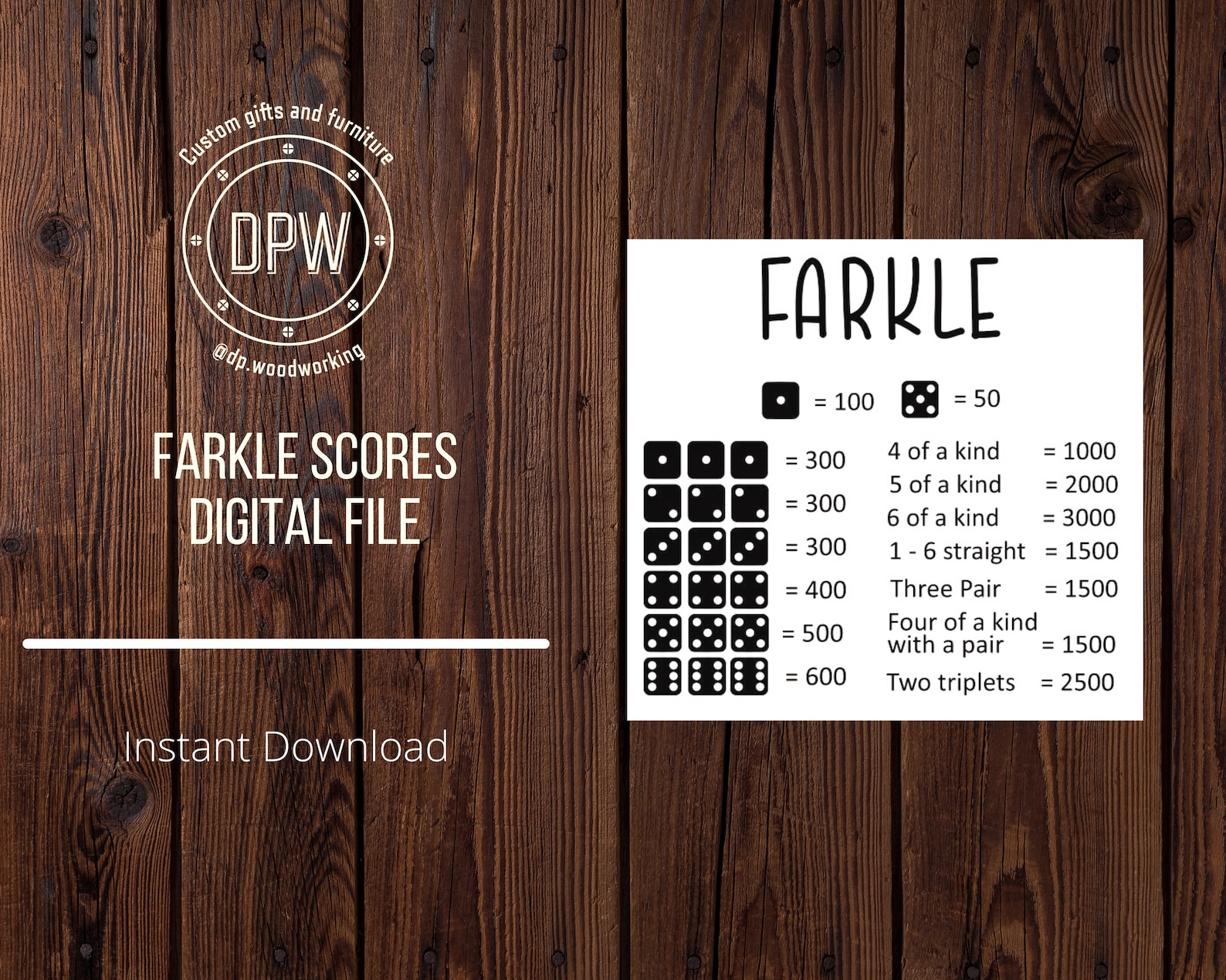Farkle Scoring Table Digital File - Etsy