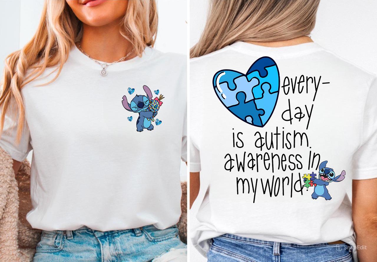 Disney Stitch Autism T-shirt Png, Everyday is Autism Awareness in My ...